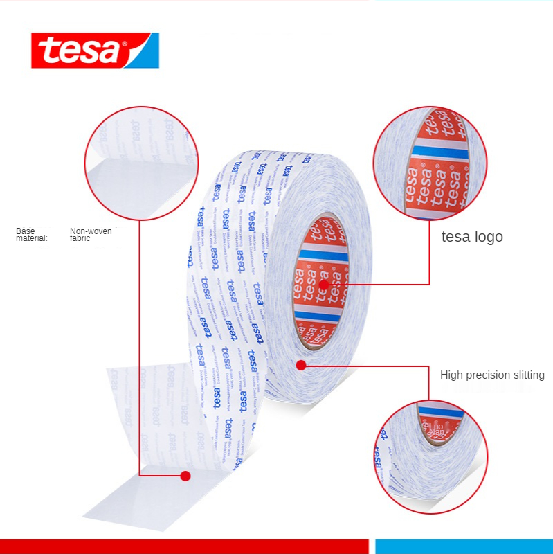 Tesa 8864x non woven cotton paper double sided adhesive strong tape ...